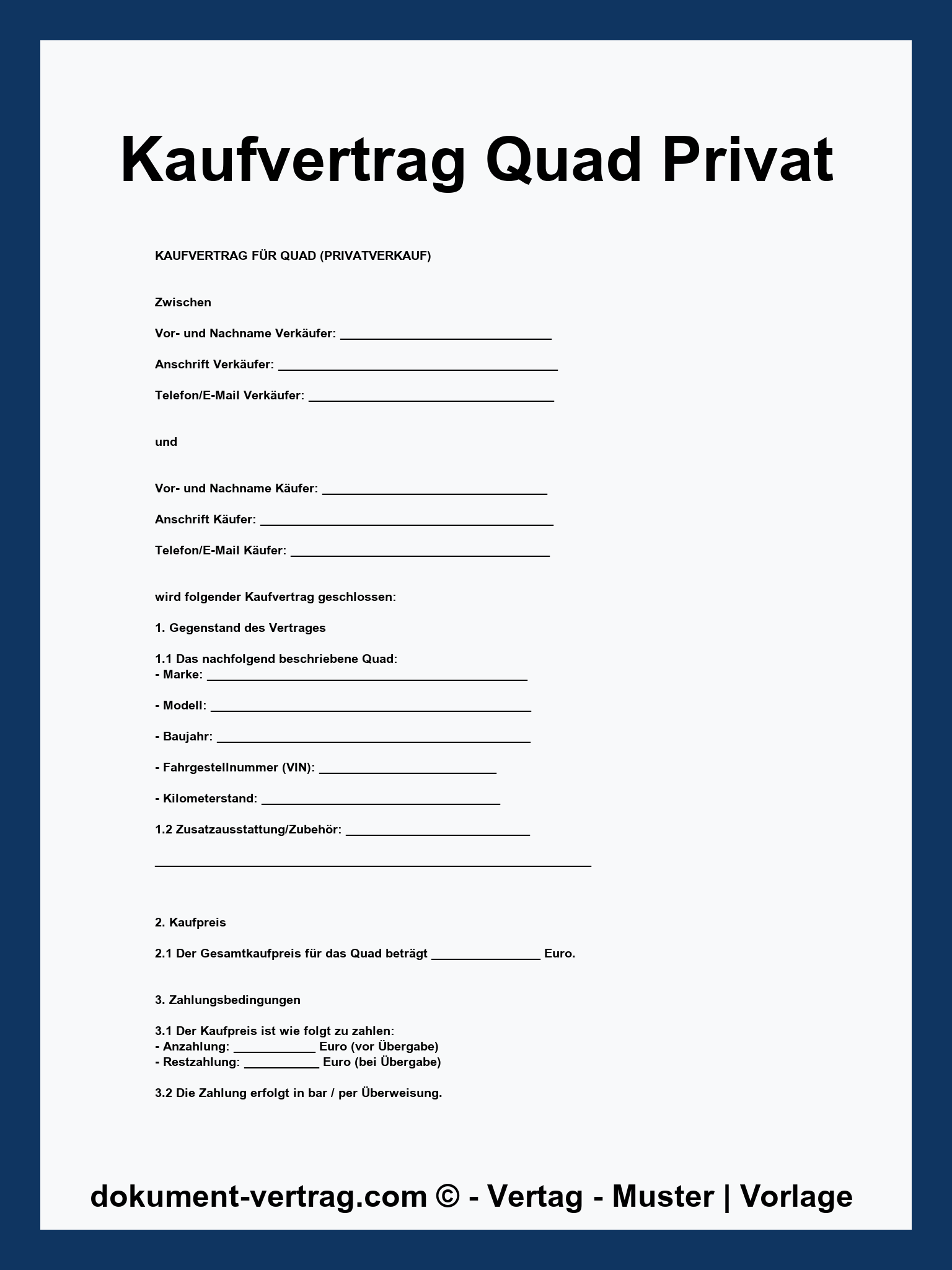 Kaufvertrag Quad Privat