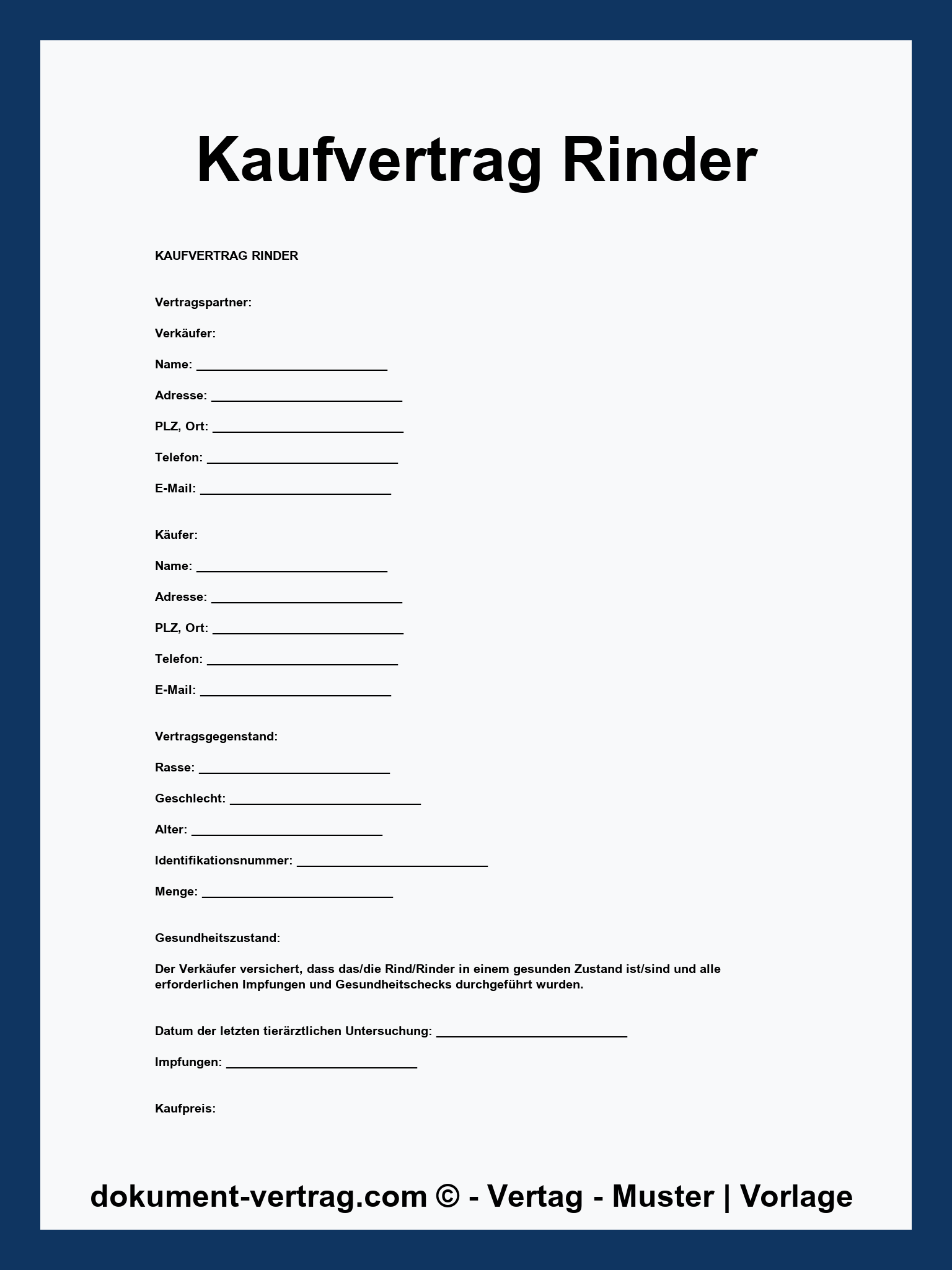 Kaufvertrag Rinder Muster