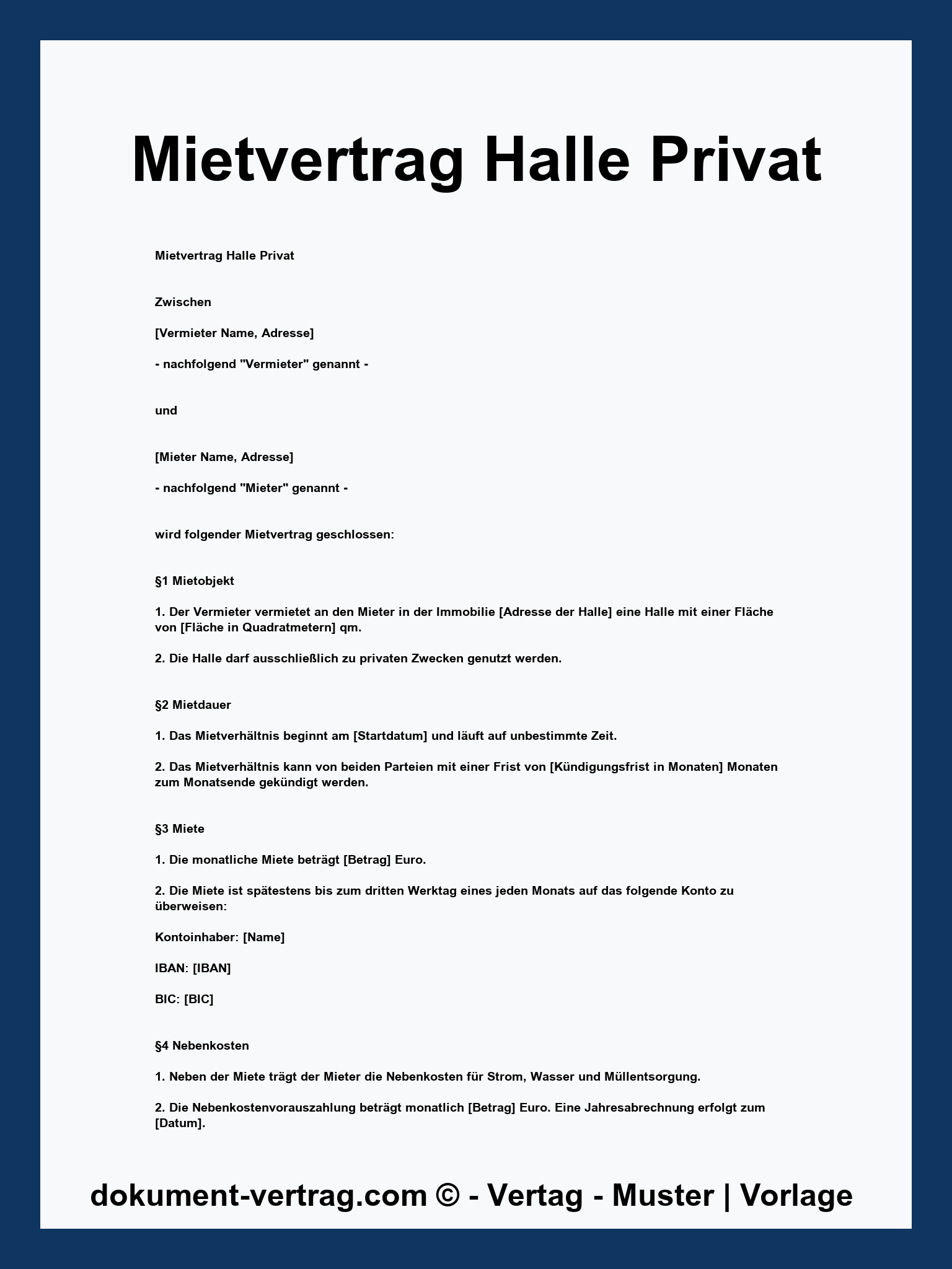 Mietvertrag Halle Privat Muster